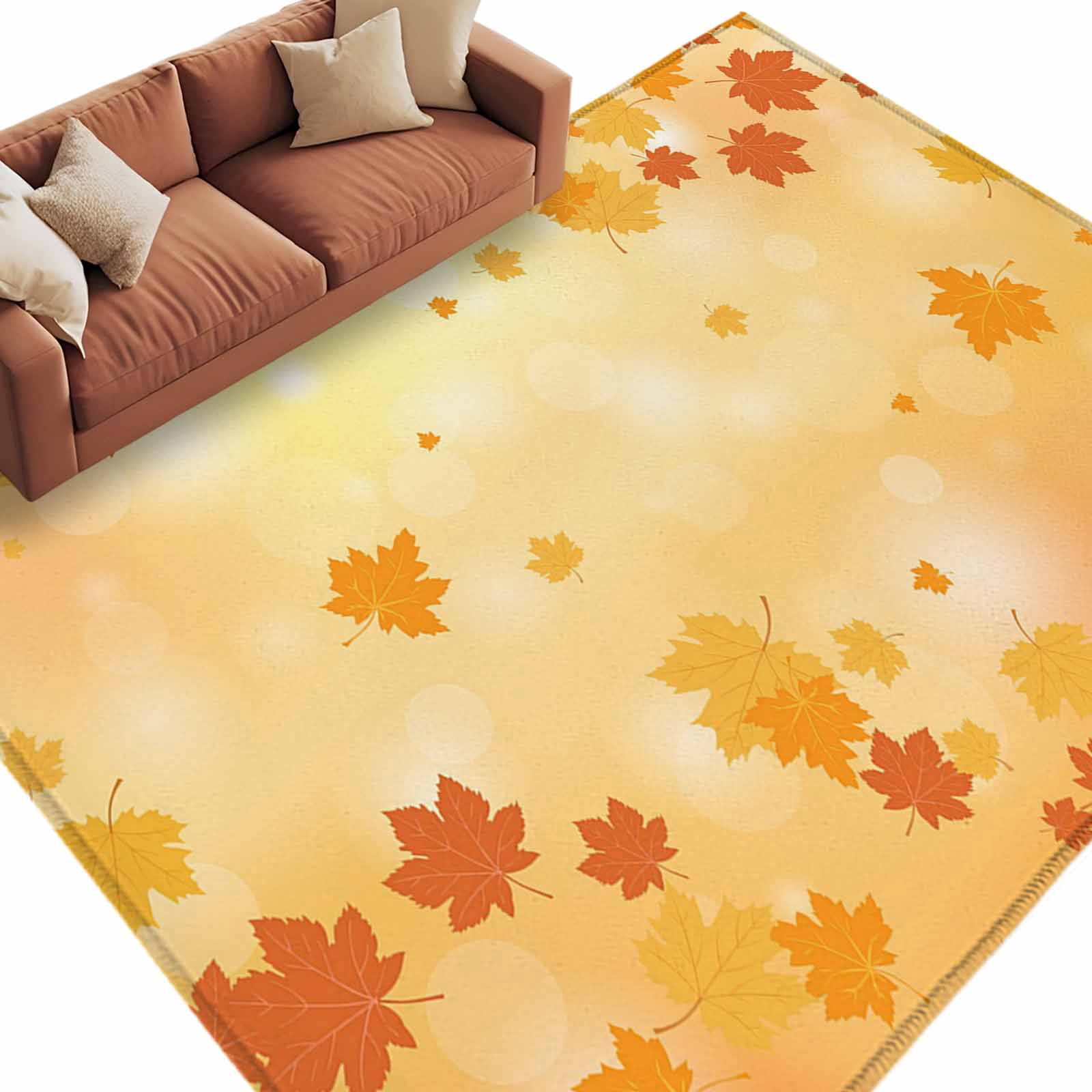 Area Rug 5x8ft, Autumn Orange Maple Leaf Thanksgiving Washable Rugs for ...