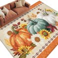 Area Rug 5x8ft, Autumn Thanksgiving Watercolor Orange Pumpkin Washable ...