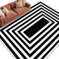 Area Rug 5x8ft, Black Line Square Stripes Washable Rugs for Living Room ...