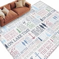 Area Rug 5x8ft, Blue Anchor Paddle Sailboat Lighthouse Tree Washable ...