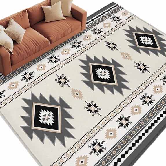 Area Rug 5x8ft, Classic Aztec Geometric Pattern Washable Rugs for ...