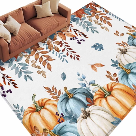 Area Rug 5x8ft, Country Pumpkin Thanksgiving Leaf Washable Rugs for ...