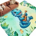 Area Rug 5x8ft, Cute Cartoon Animal Blue Dinosaurs Washable Rugs for ...