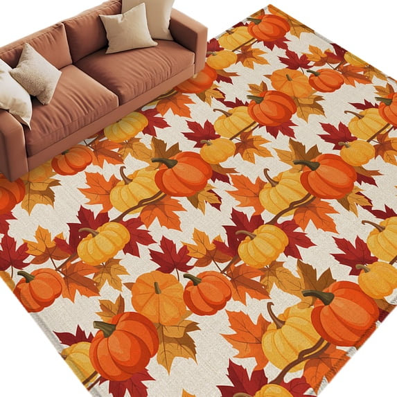 Area Rug 5x8ft, Fall Thanksgiving Orange Pumpkin Washable Rugs for ...
