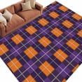 Area Rug 5x8ft, Happy Halloween Purple Orange Buffalo Grid Washable ...