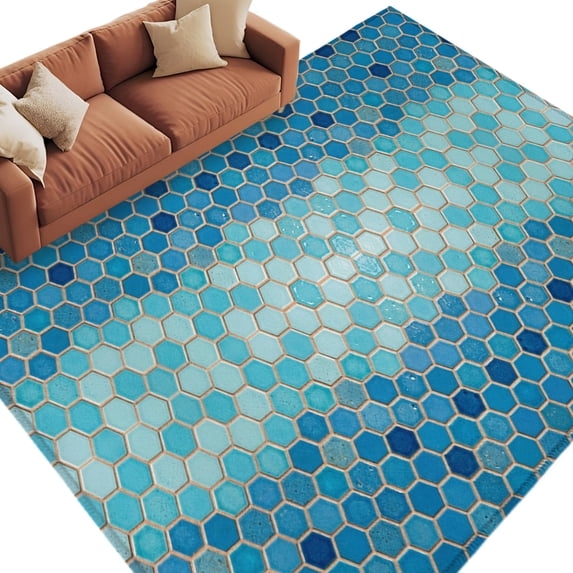 Area Rug 5x8ft, Modern Geometric Hexagon Washable Rugs for Living Room ...