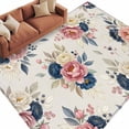 Area Rug 5x8ft, Pink Flower Leaves Seamless Washable Rugs for Living ...