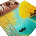 Area Rug 5x8ft, Rustic Rowing Boat Turquoise Lake Washable Rugs for ...