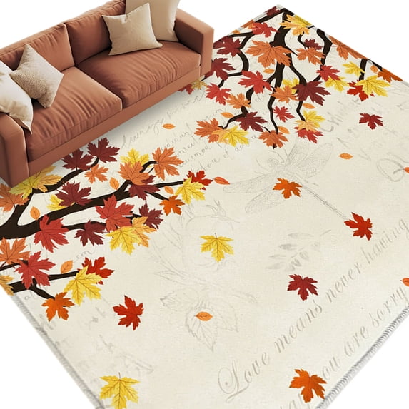 Area Rug 5x8ft, Thanksgiving Fall Maple Leaves Washable Rugs for Living ...