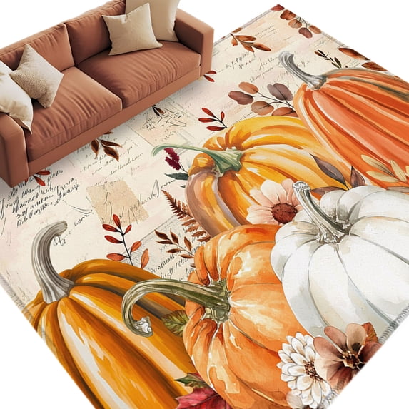 Area Rug 5x8ft, Thanksgiving Fall Pumpkin Washable Rugs for Living Room ...
