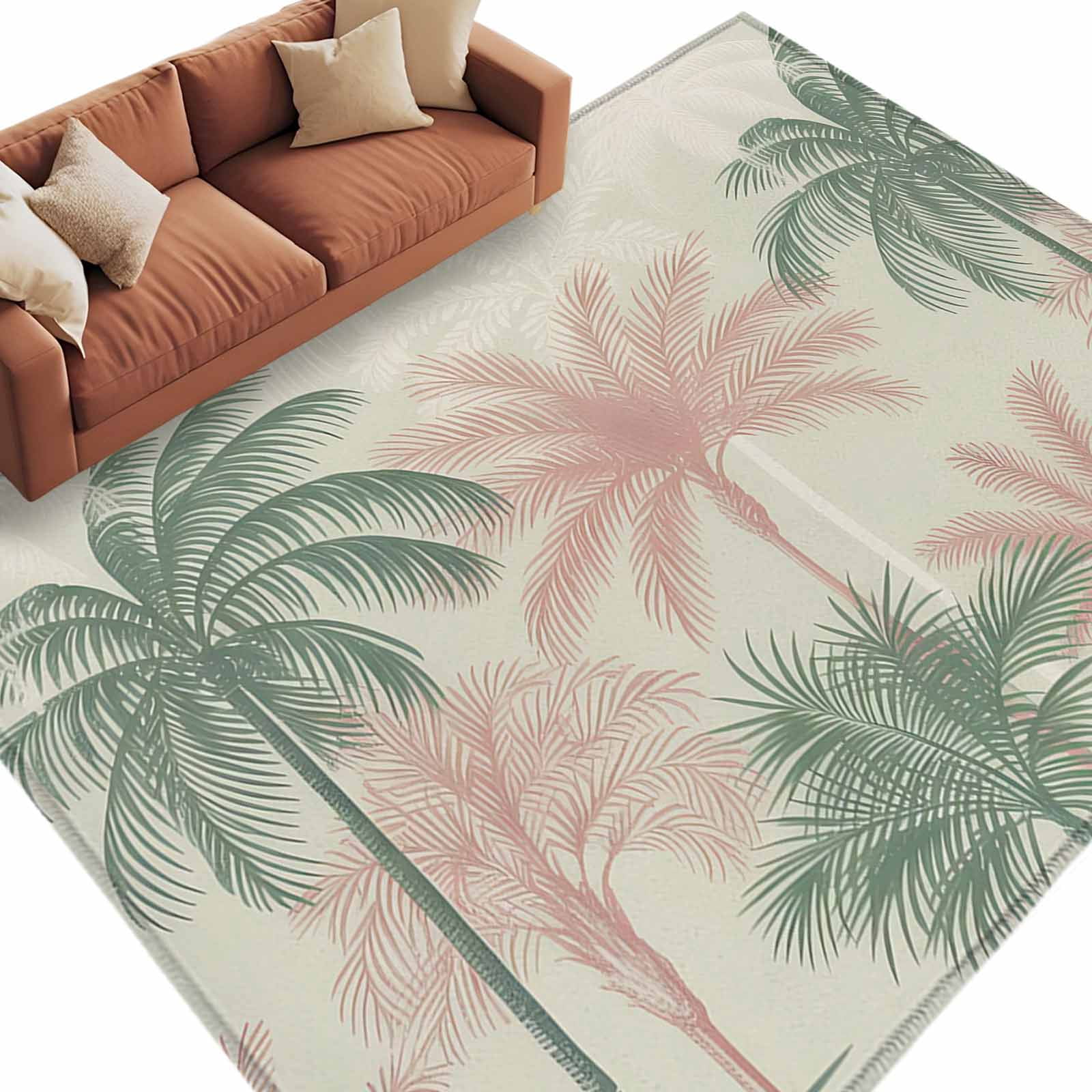 Area Rug 5x8ft, Tropical Palm Coconut Tree Washable Rugs for Living ...