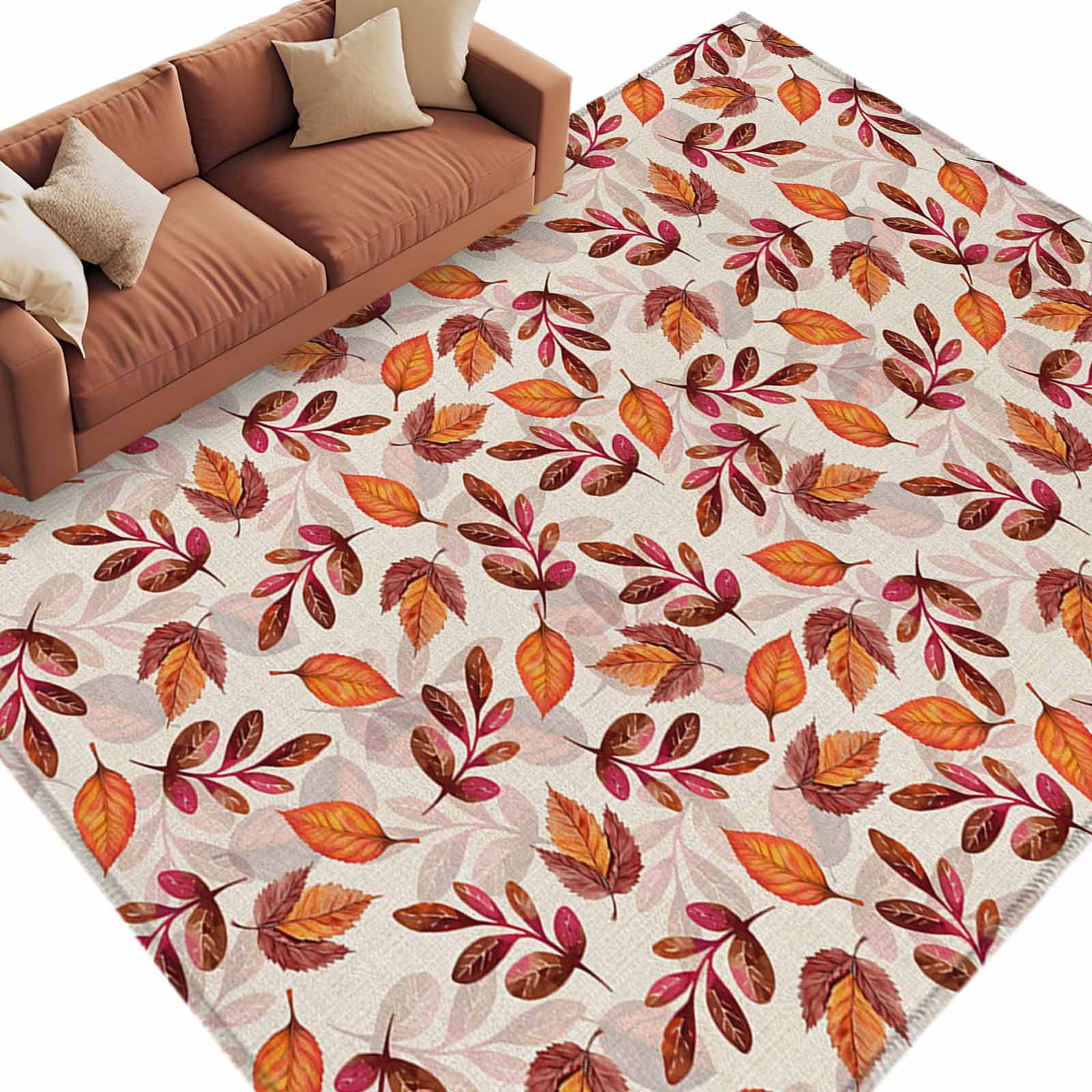 Area Rug 5x8ft, Vintage Fall Leaves Washable Rugs for Living Room ...
