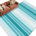 Area Rug 5x8ft, Watercolor Ocean Turquoise Line Washable Rugs for ...