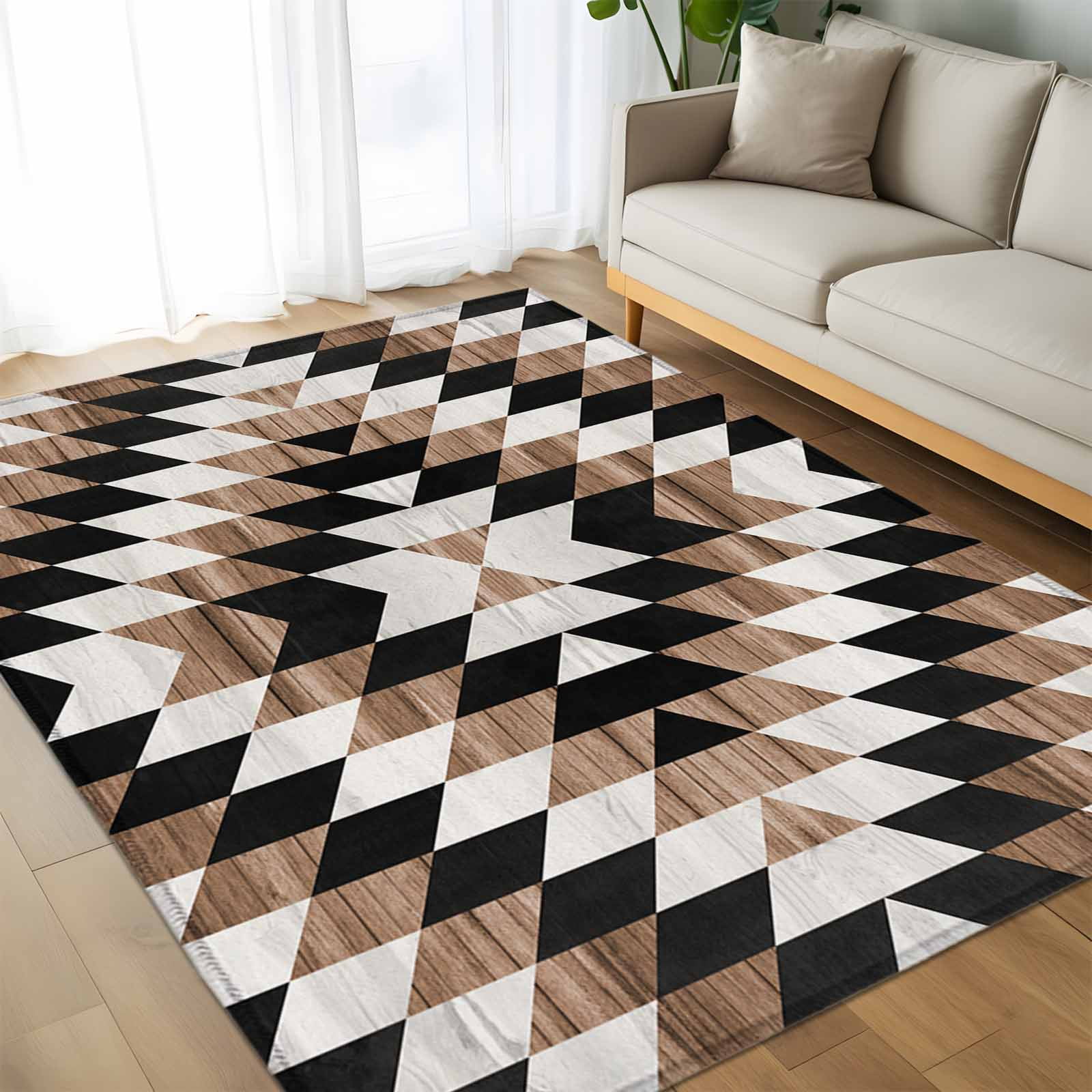 Area Rug 60×96in, Abstract Geometric Pattern Floor Carpet Living Room ...