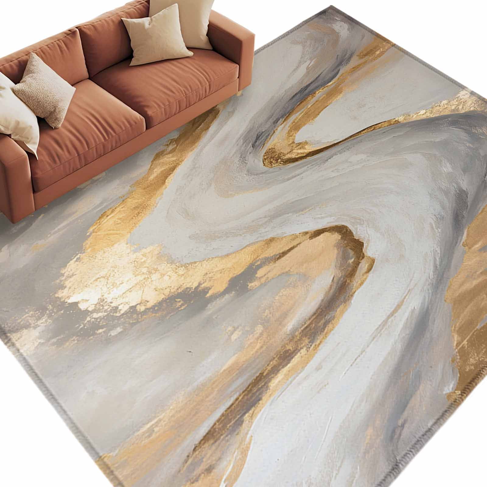 Area Rug 60×96in, Abstract Marble Texture Pattern Floor Carpet Living ...