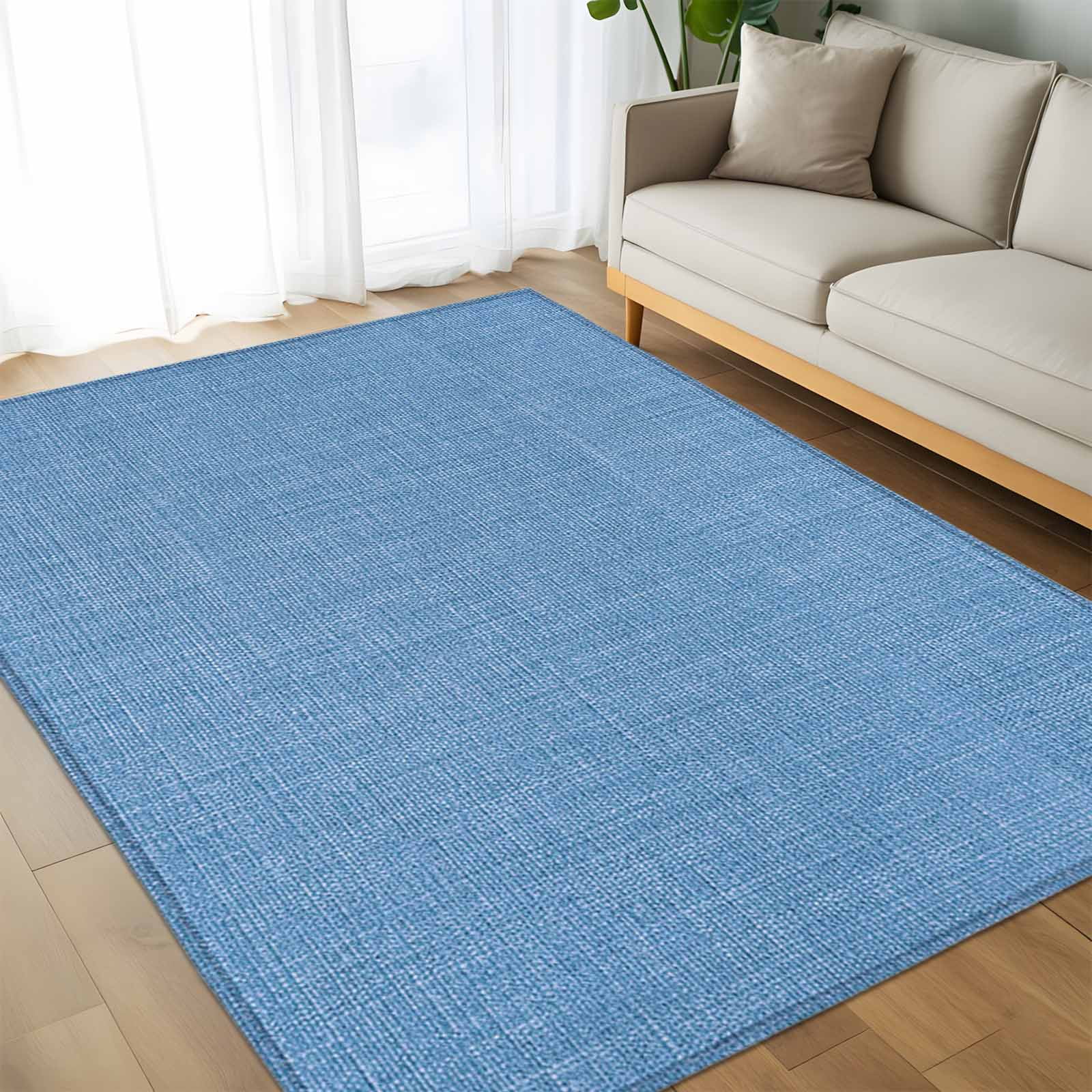 Area Rug 60×96in, Blue Vintage Linen Floor Carpet Living Room Rug ...