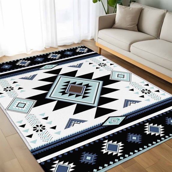 Area Rug 60×96in, Ethnic Tribal Aztec Geometric Pattern Floor Carpet ...