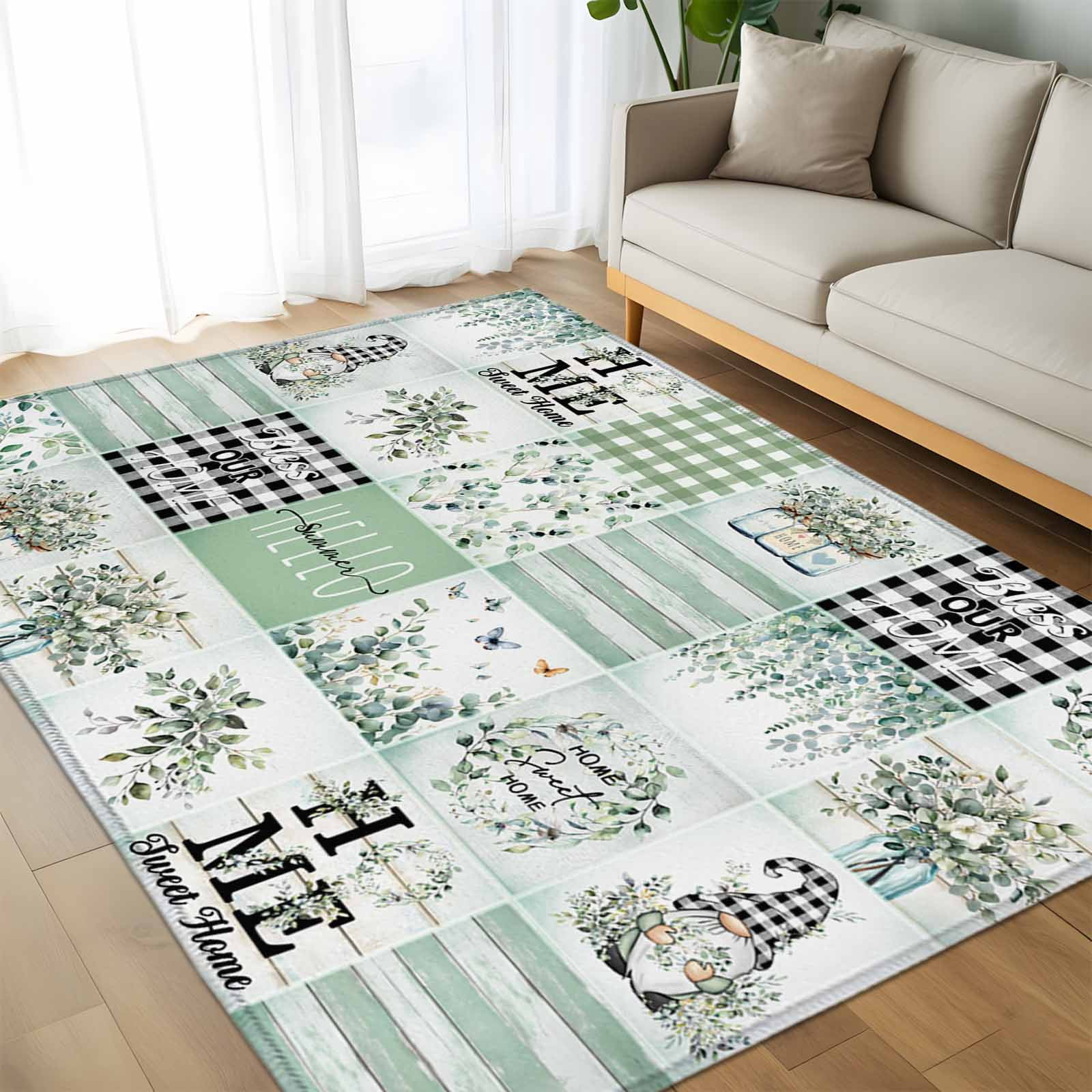 Area Rug 60×96in, Eucalyptus Leaves Dwarf Home Quote Floor Carpet ...