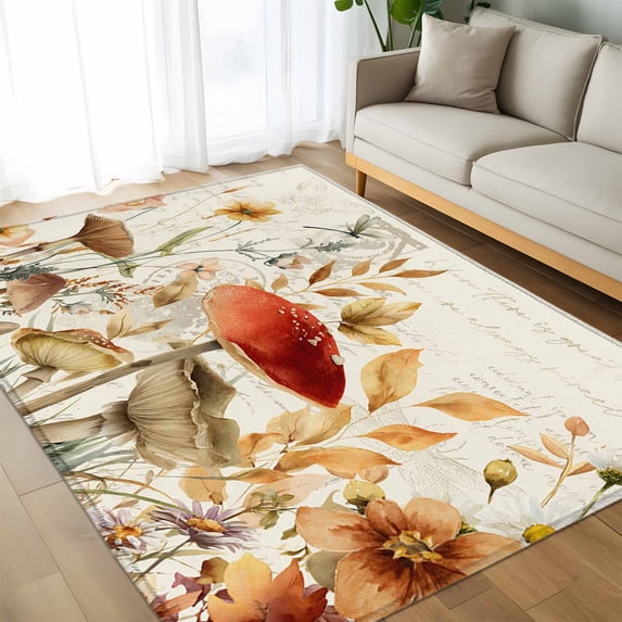 Area Rug 60×96in, Fall Leaves Floral Thanksgiving Floor Carpet Living ...