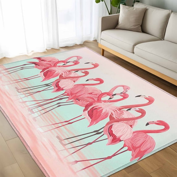 Area Rug 60×96in, Flamingo Bird on Gradient Background Floor Carpet ...