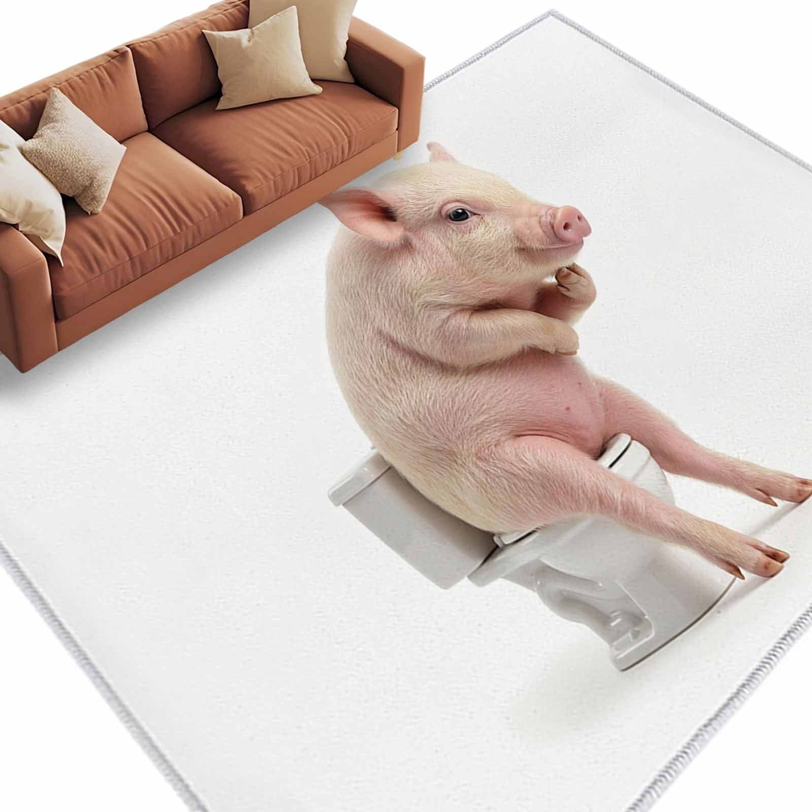 Area Rug 60×96in, Funny Thinking Pigs Toilets Floor Carpet Living Room ...