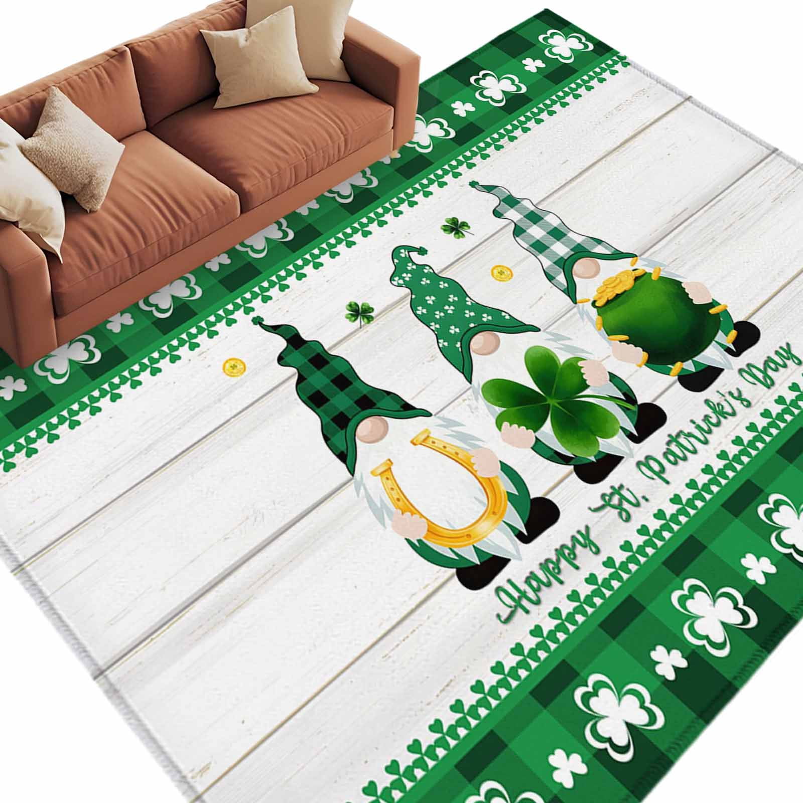 Area Rug 60×96in, Happy St. Patrick's Day Dwarf Floor Carpet Living ...