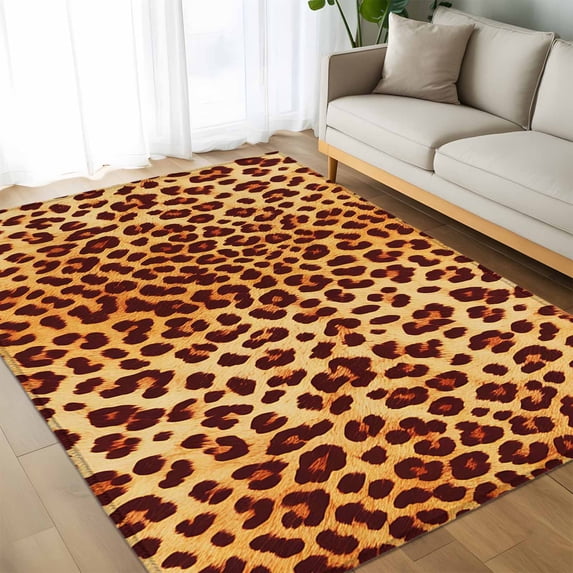 Area Rug 60×96in, Leopard Print Animal Skin Texture Floor Carpet Living ...