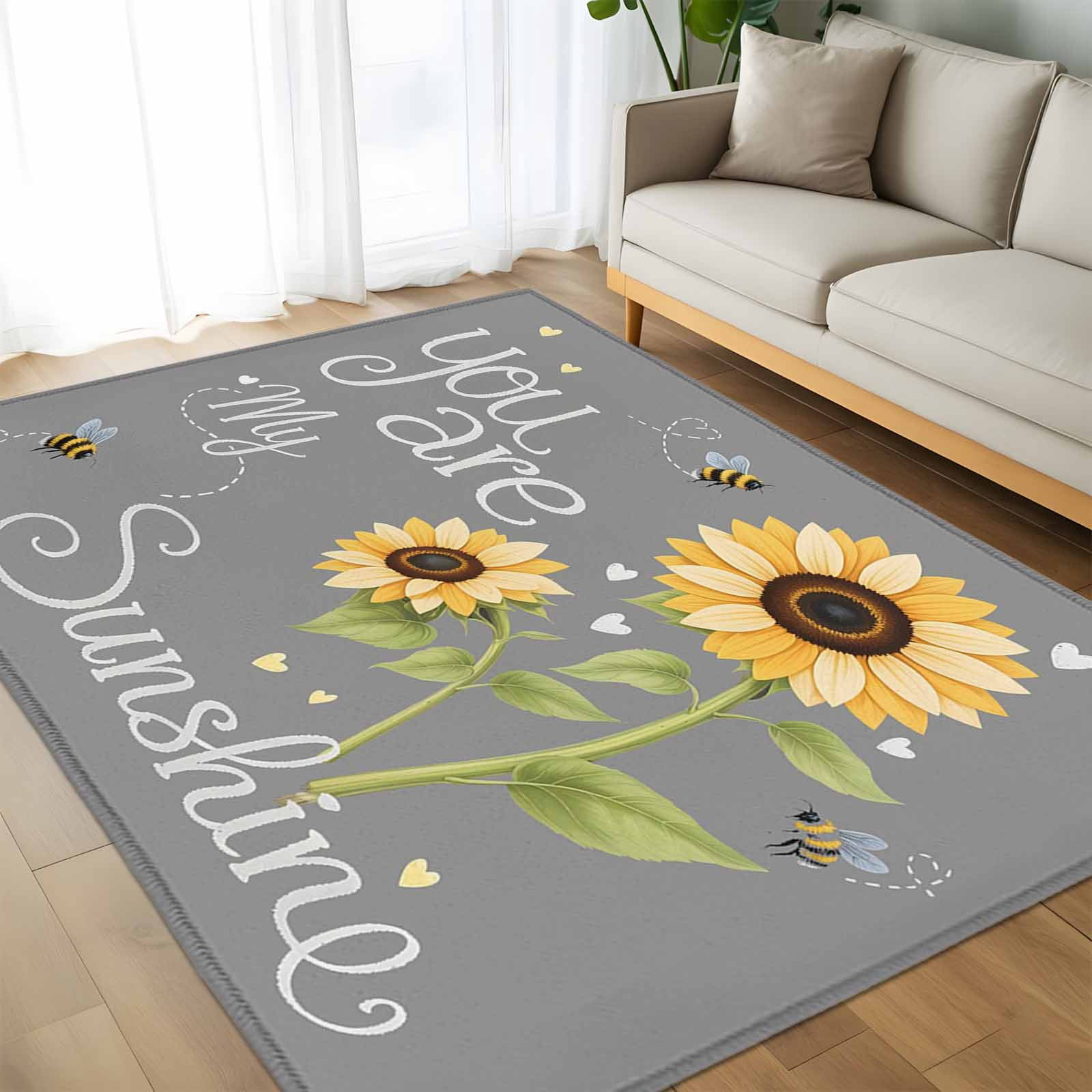 Area Rug 60×96in, Letters You Are My Sunshine Floor Carpet Living Room ...