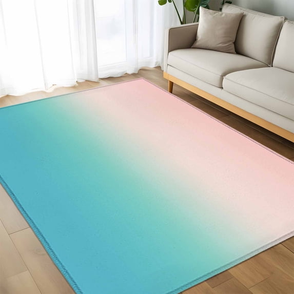 Area Rug 60×96in, Light Blue to Pink Gradient Floor Carpet Living Room ...