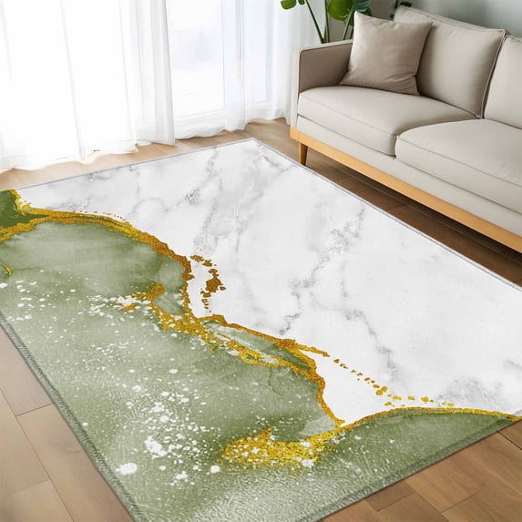 Area Rug 60×96in, Marble Texture Abstract Waves Floor Carpet Living ...