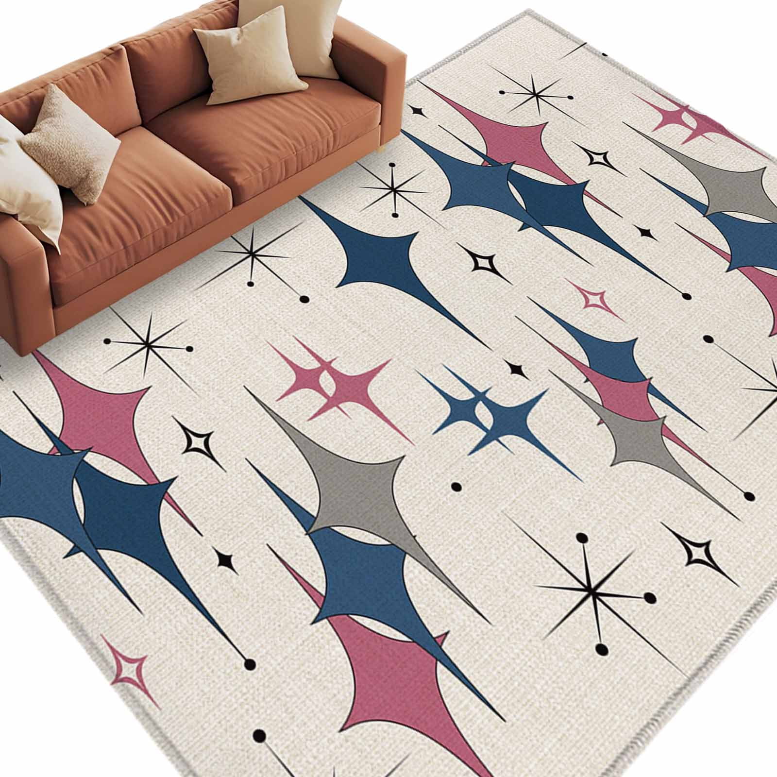Area Rug 60×96in, Medieval Geometric Rhombus Floor Carpet Living Room ...