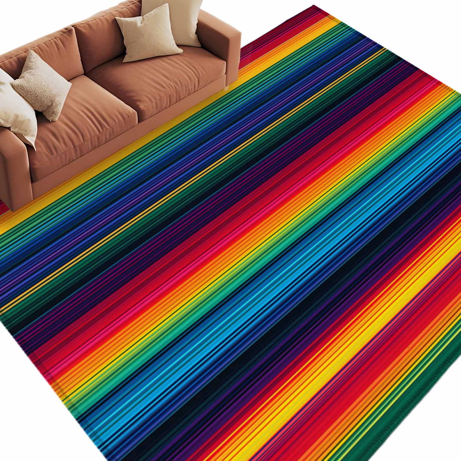 Area Rug 60×96in, Mexican Stripes Ethnic Geometric Floor Carpet Living ...
