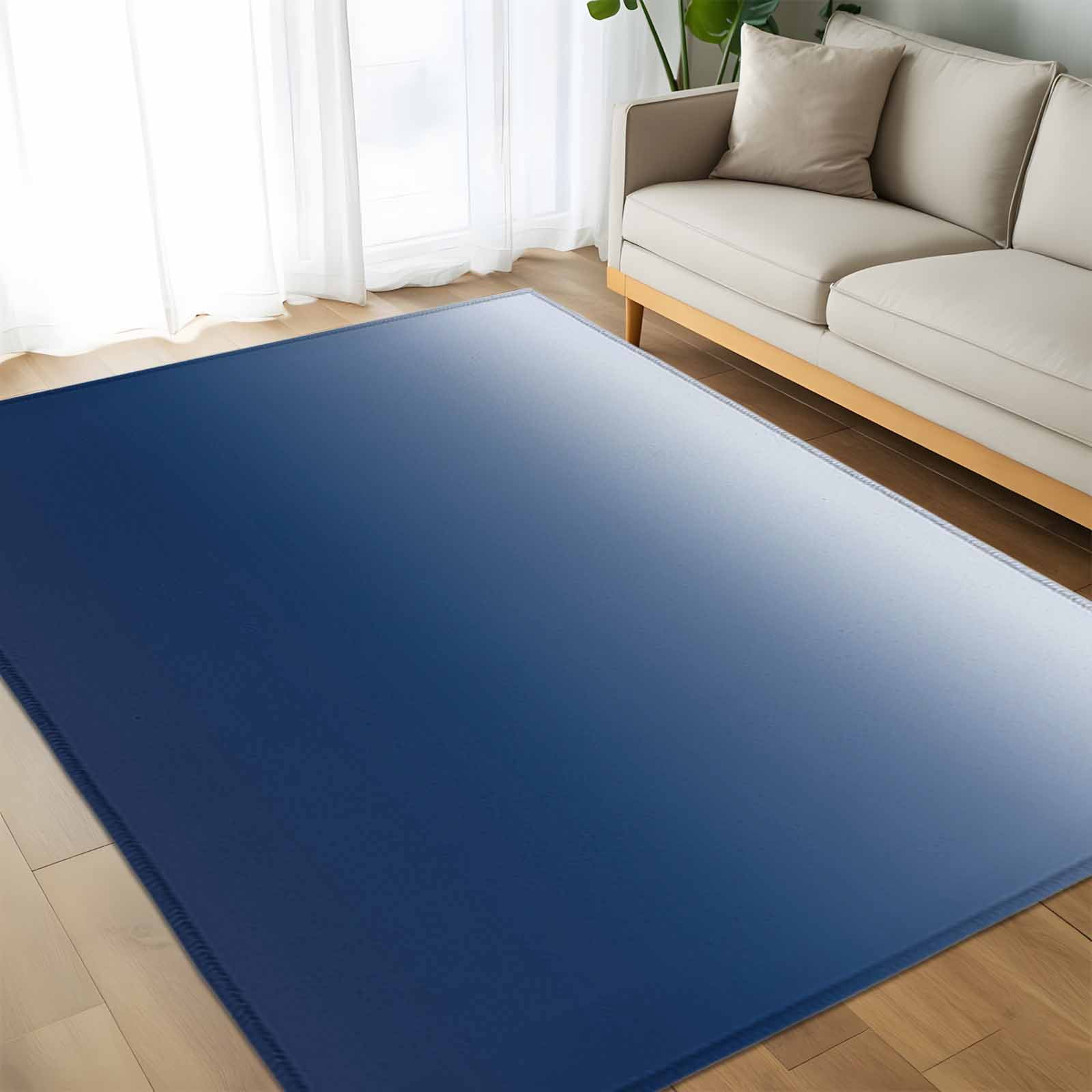Area Rug 60×96in, Navy Blue Gradient Ombre Floor Carpet Living Room Rug ...
