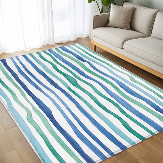 Area Rug 60×96in, Oceans Style Striped Floor Carpet Living Room Rug ...