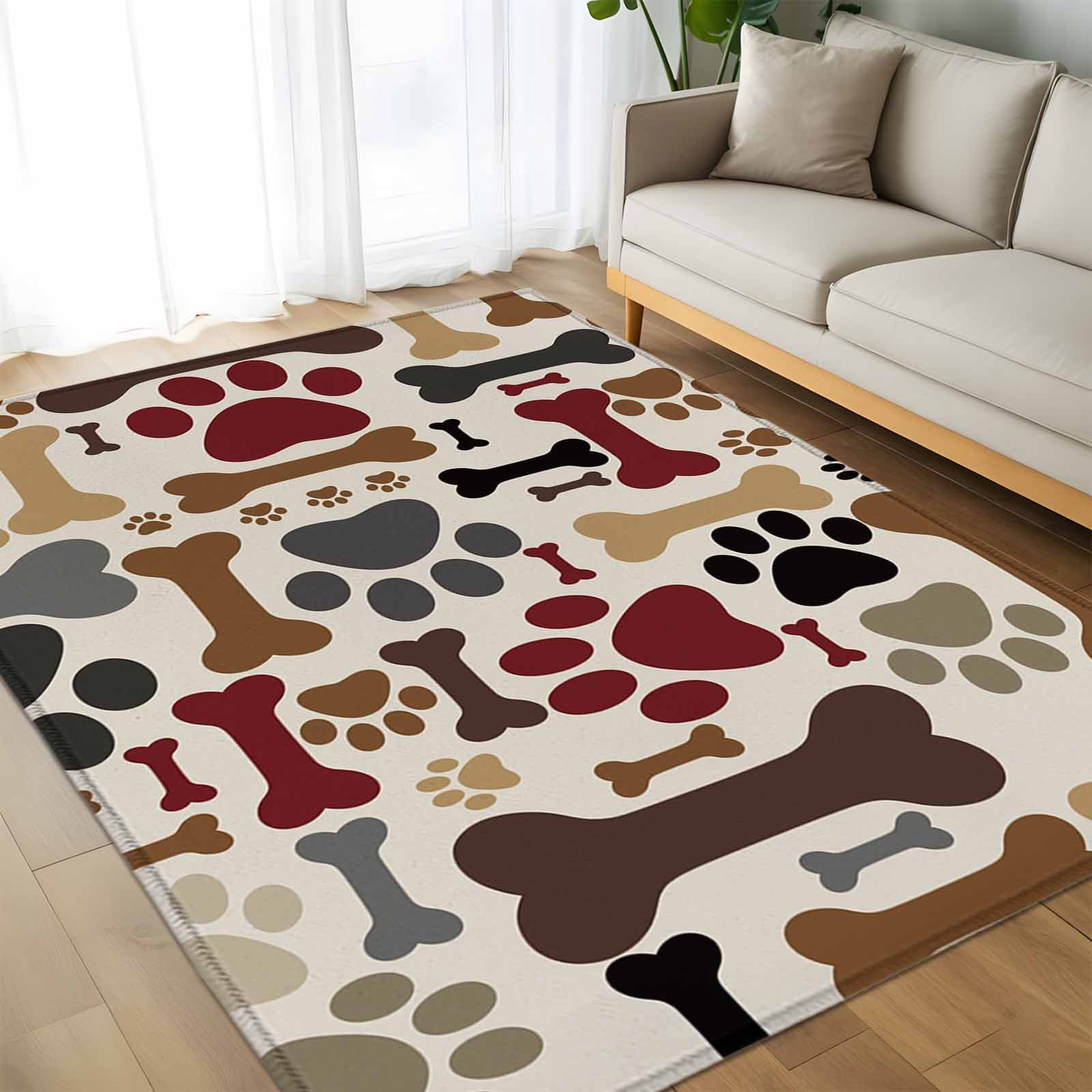 Area Rug 60×96in, Red Brown Black Claws Floor Carpet Living Room Rug ...