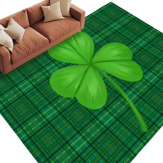 Area Rug 60×96in, St. Patrick's Day Irish Lucky Leaves Floor Carpet ...