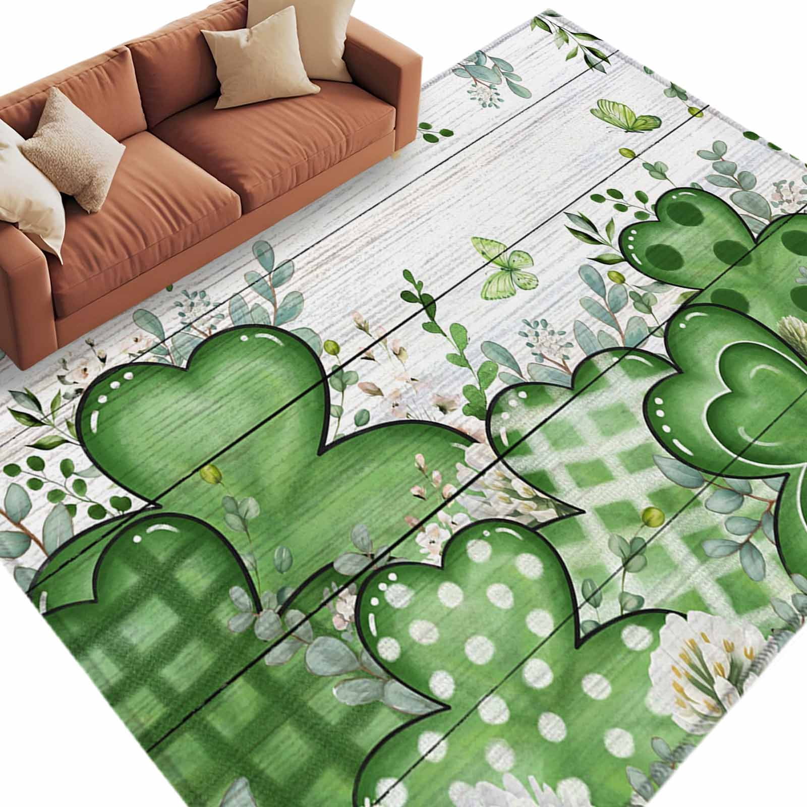 Area Rug 60×96in, St. Patrick's Day Lucky Eucalyptus Floor Carpet ...
