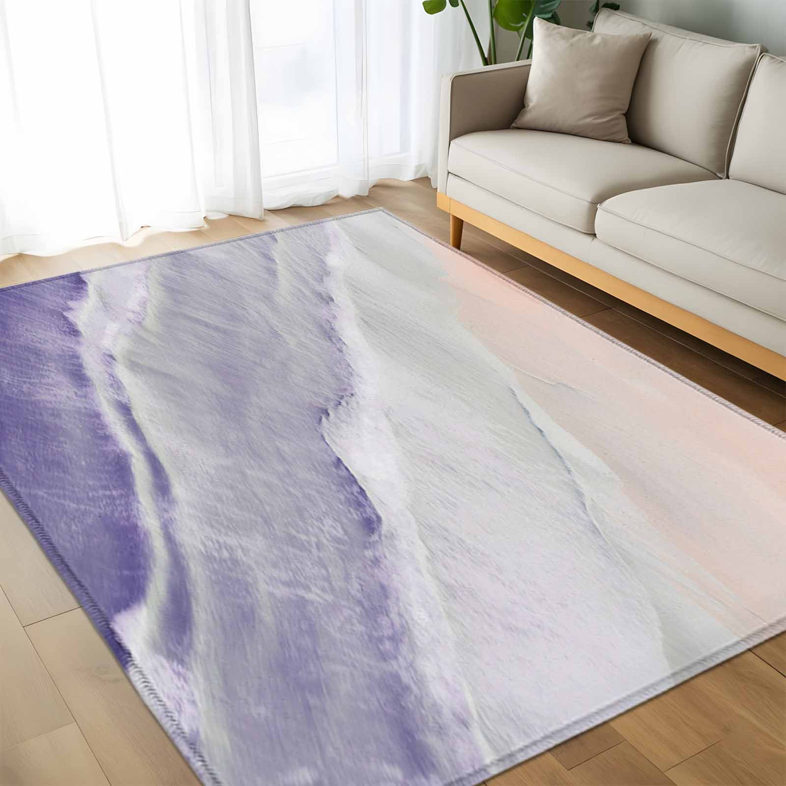 Area Rug 60×96in, Summer Beach Sand Waves Purple Gradient Floor Carpet ...