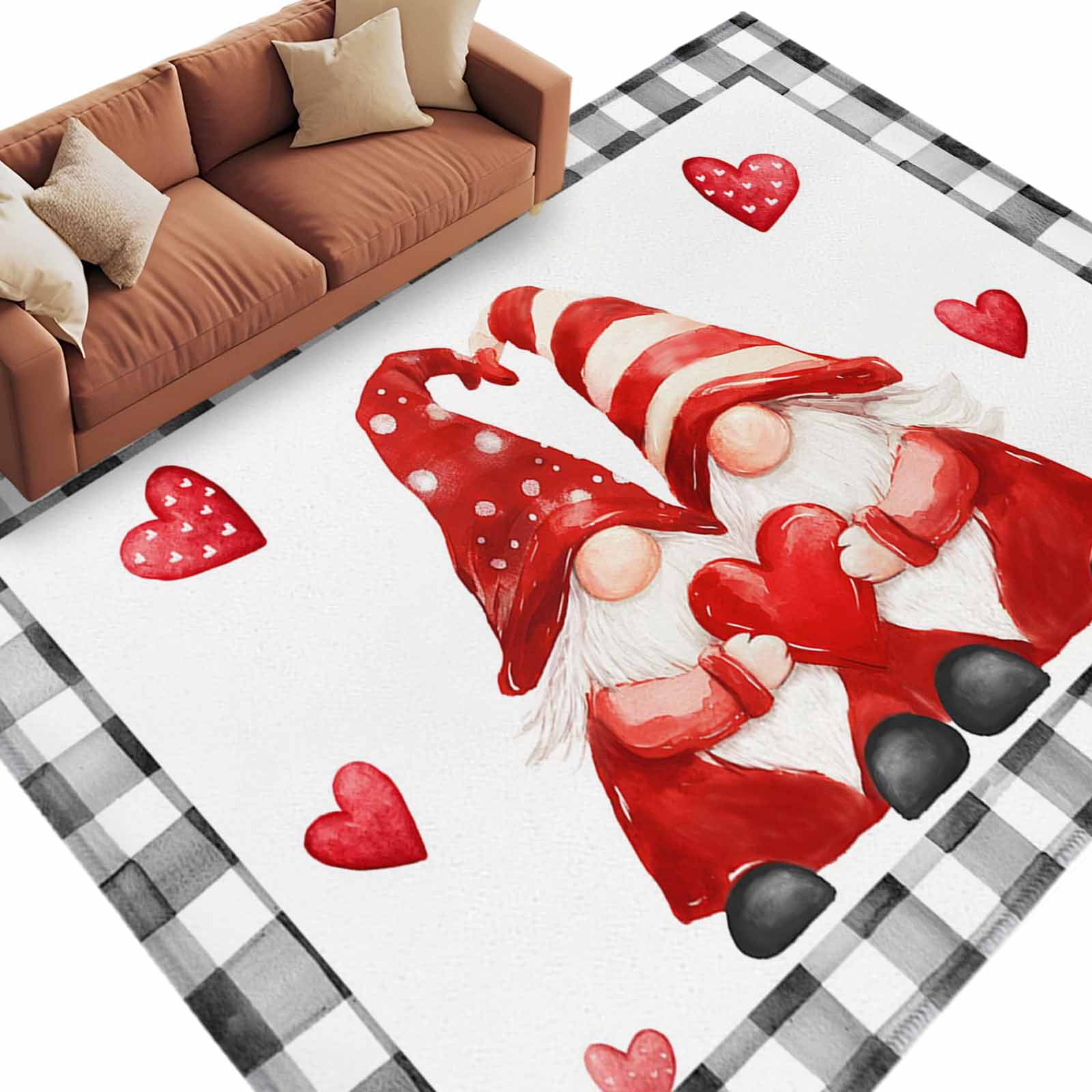 Area Rug 60×96in, Valentine's Day Dwarf Floor Carpet Living Room Rug ...