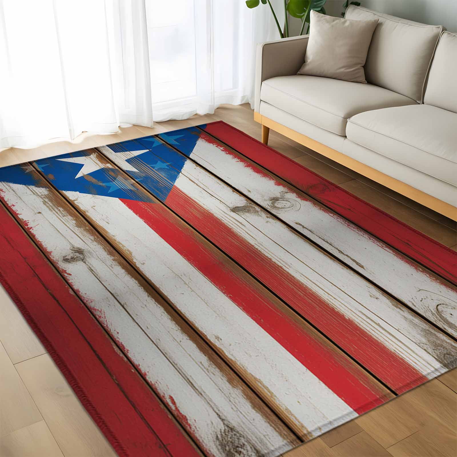 Area Rug 60×96in, Vintage Flag Wooden Stripes Floor Carpet Living Room ...