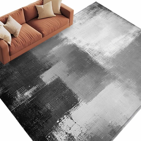 Area Rug 60×96in, Vintage Gray Color Block Texture Floor Carpet Living ...