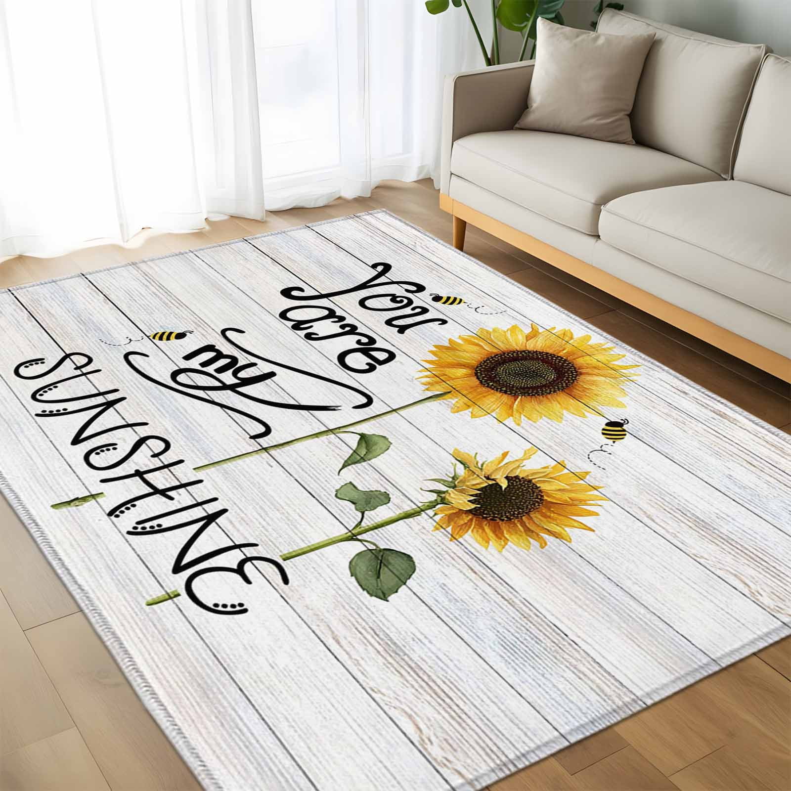 Area Rug 60×96in, You Are My Sunshine Words Floor Carpet Living Room ...