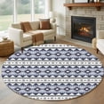 Area Rug 60in, Blue Geometric Retro Boho Floor Carpet Living Room Rug ...