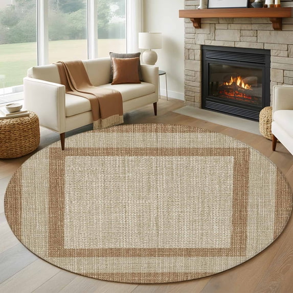 Area Rug 60in, Farmhouse Vintage Linen Floor Carpet Living Room Rug ...