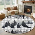 Area Rug 60in, Forest Tree Bear Silhouette Floor Carpet Living Room Rug ...