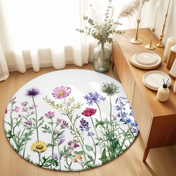 Area Rug 60in, Spring Garden Blossom Flower Floor Carpet Living Room ...