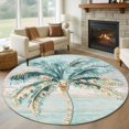 Area Rug 60in, Summer Beach Palm Tree Floor Carpet Living Room Rug ...