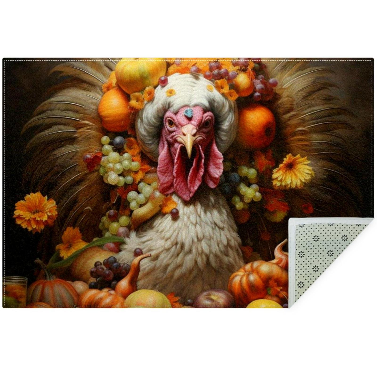 Area Rug 63x47 Inch Floor Mat Thanksgiving Turkey Doormats for Living ...