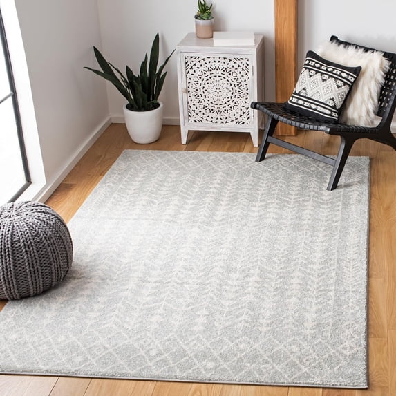 Area Rug 6x9 - Tulum Collection - Light Grey & Ivory, Moroccan Boho ...