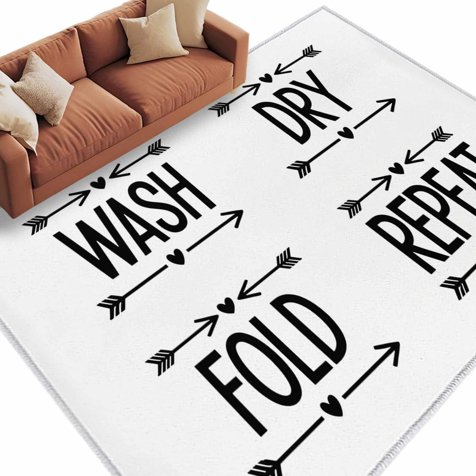 Area Rug 72×108in, Abstract Arrows Wash and Dry Floor Carpet Living ...